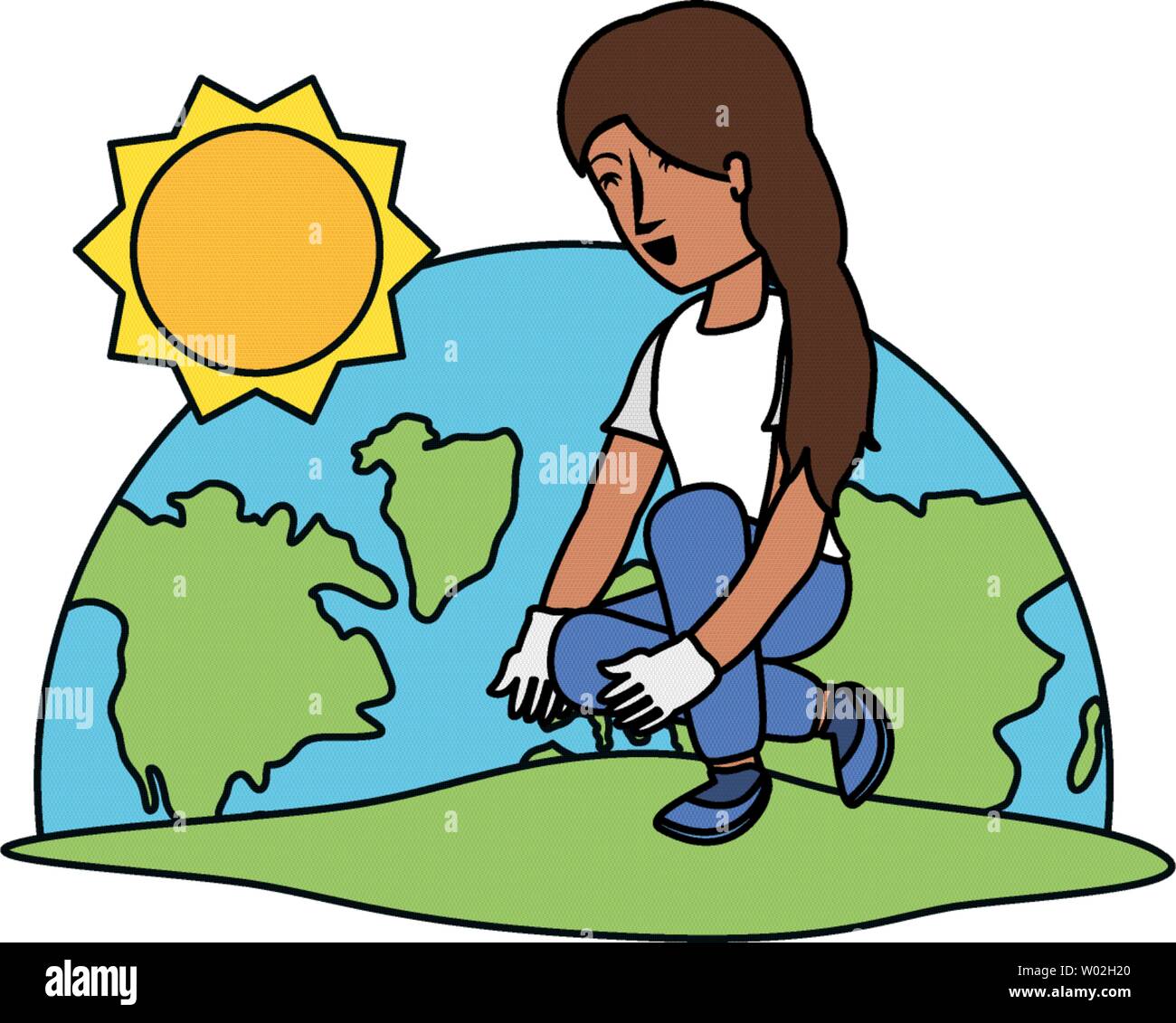 Avatar woman with planet sphere design, Continent earth world globe ...