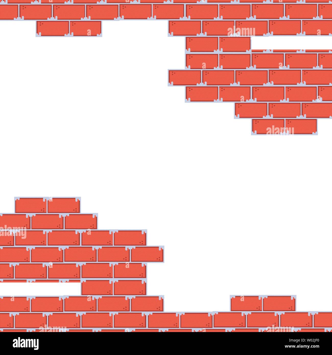 Bricks wall design, under construction work repair progress ...