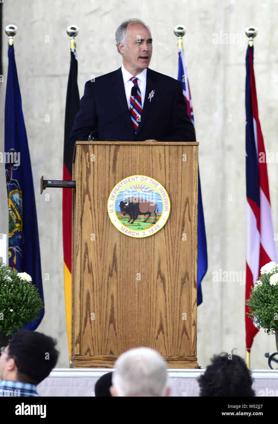 U.S. Senator Bob Casey delivers remarks at the ceremony commemorating ...