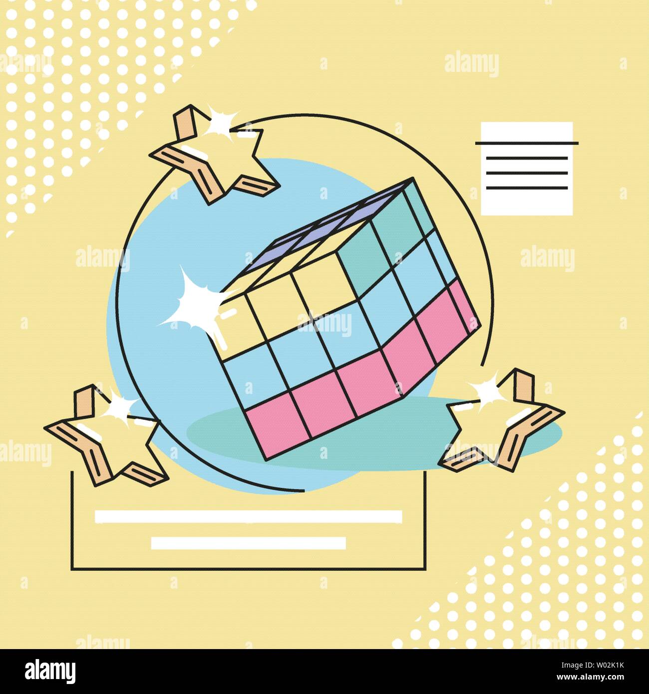 90s style rubik cube design, Vintage retro fashion culture funky and ...