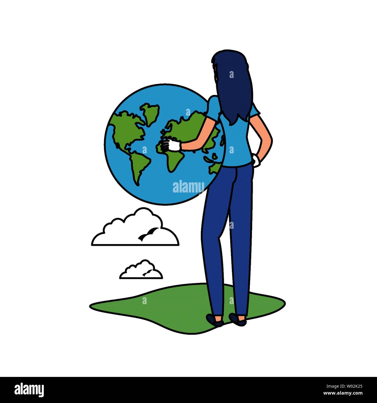Avatar woman with planet sphere design, Continent earth world globe ...