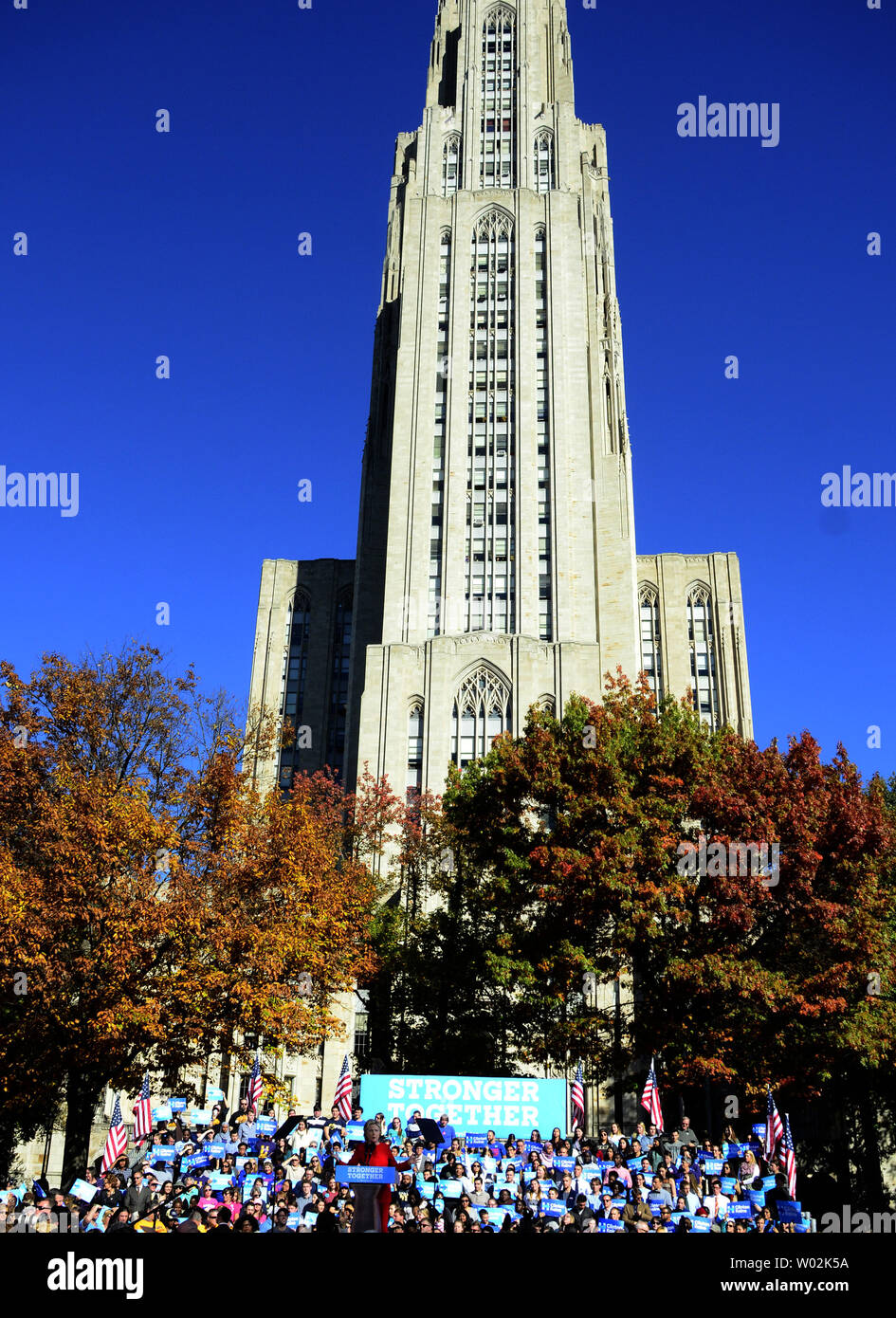 Democratic presidential candidate Hillary Clinton addresses supporters ...