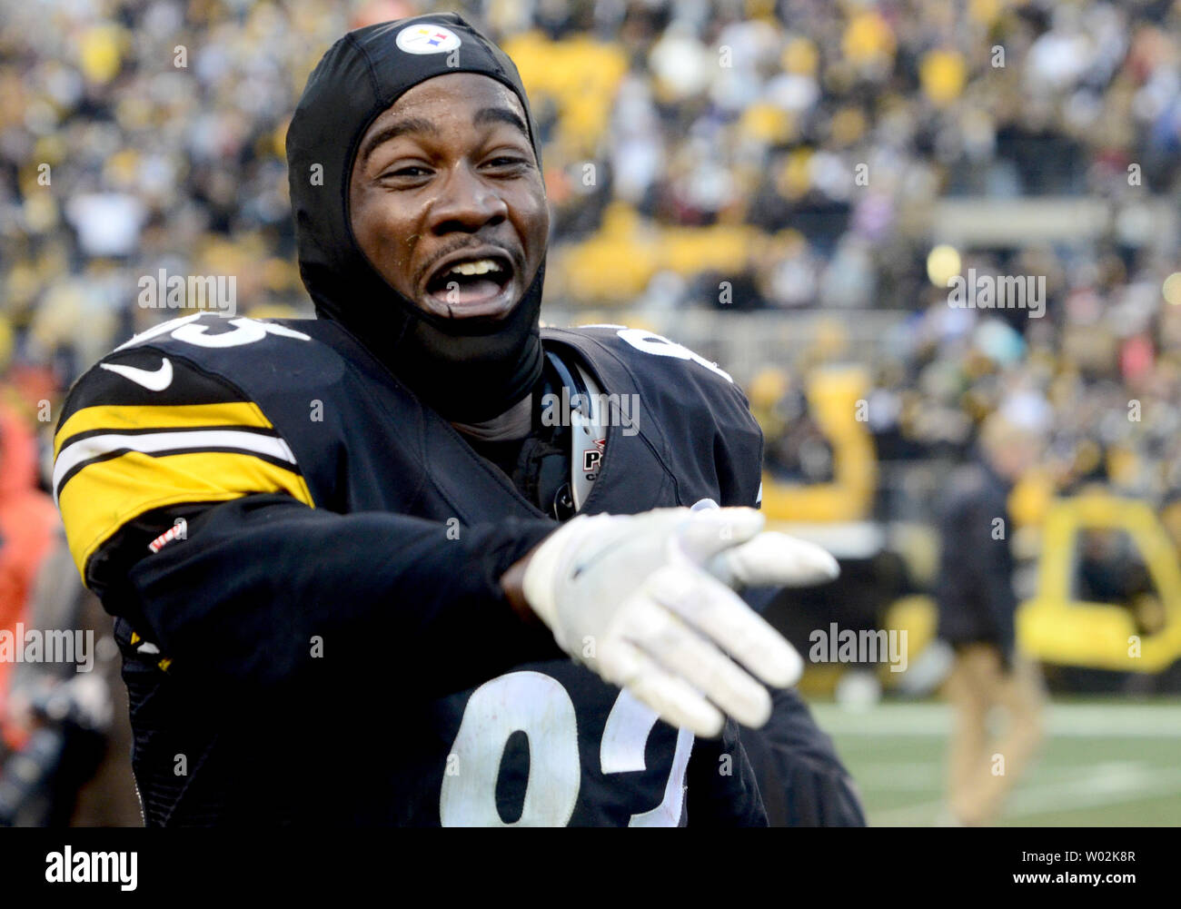 Pittsburgh Steelers wide receiver Cobi Hamilton (83) celebrates his 26 ...