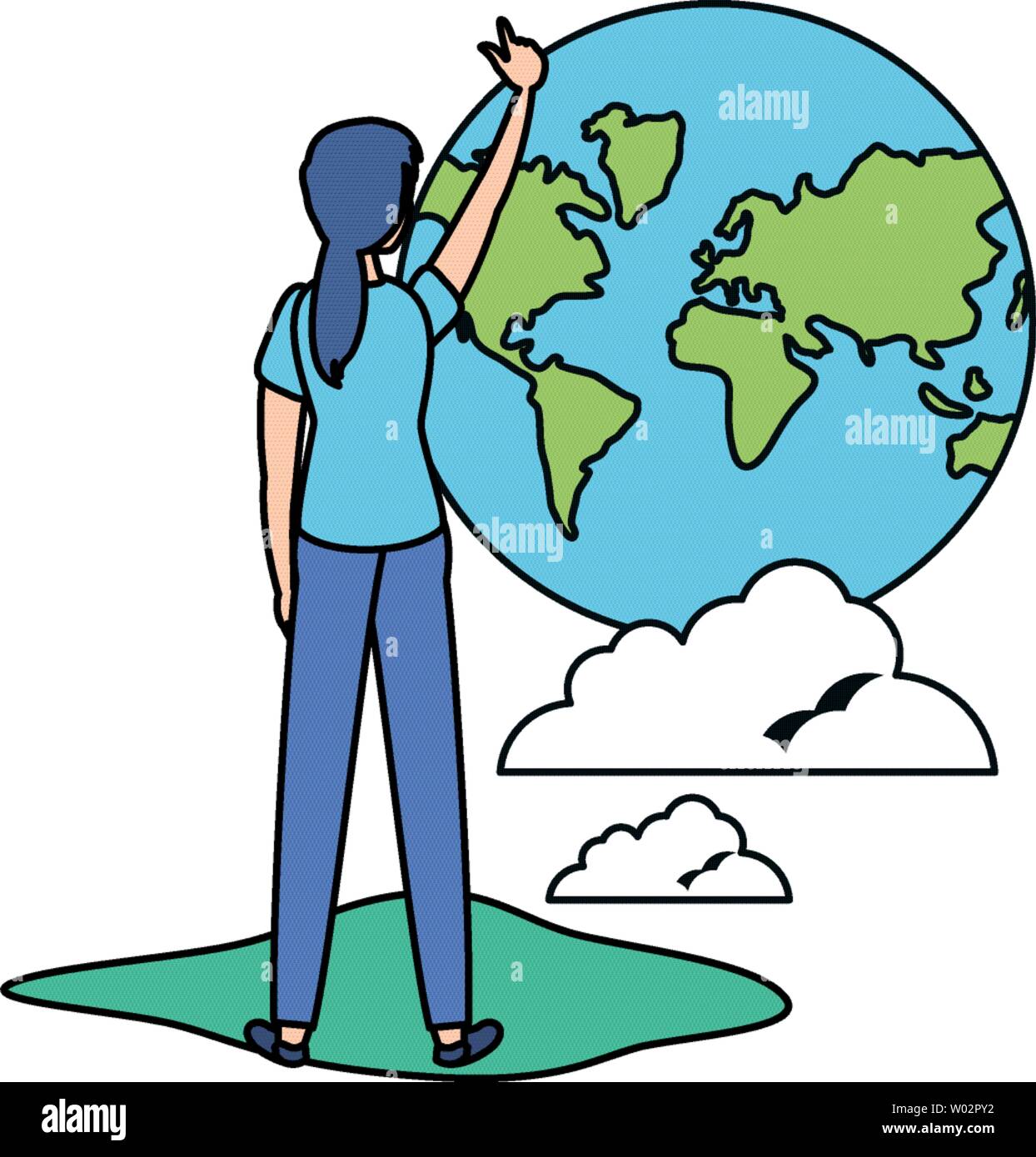 Avatar woman with planet sphere design, Continent earth world globe ...