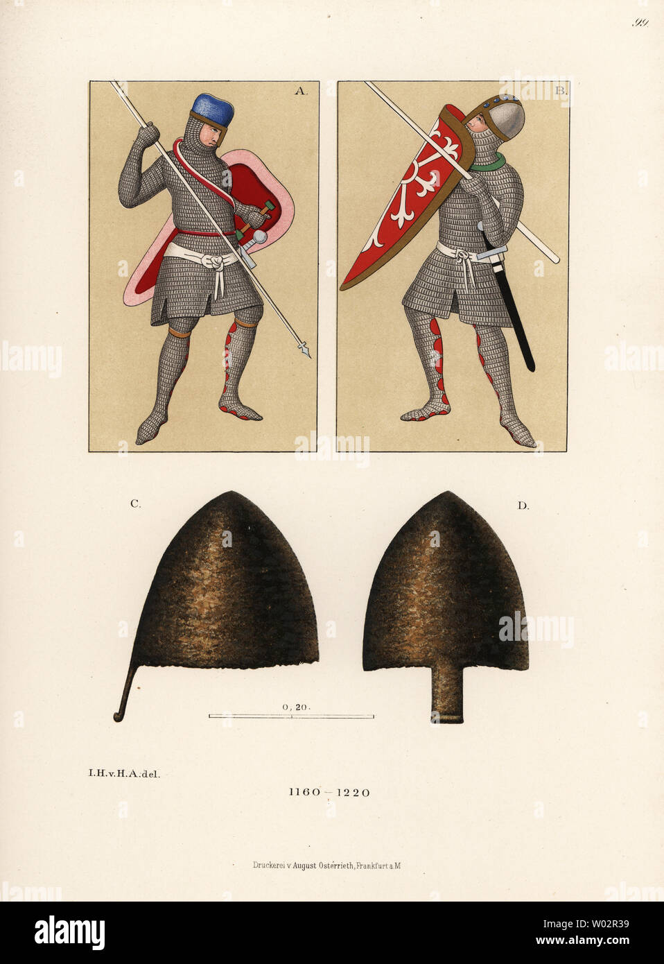 Chainmail suits of armour and helms of 12th century German knights ...