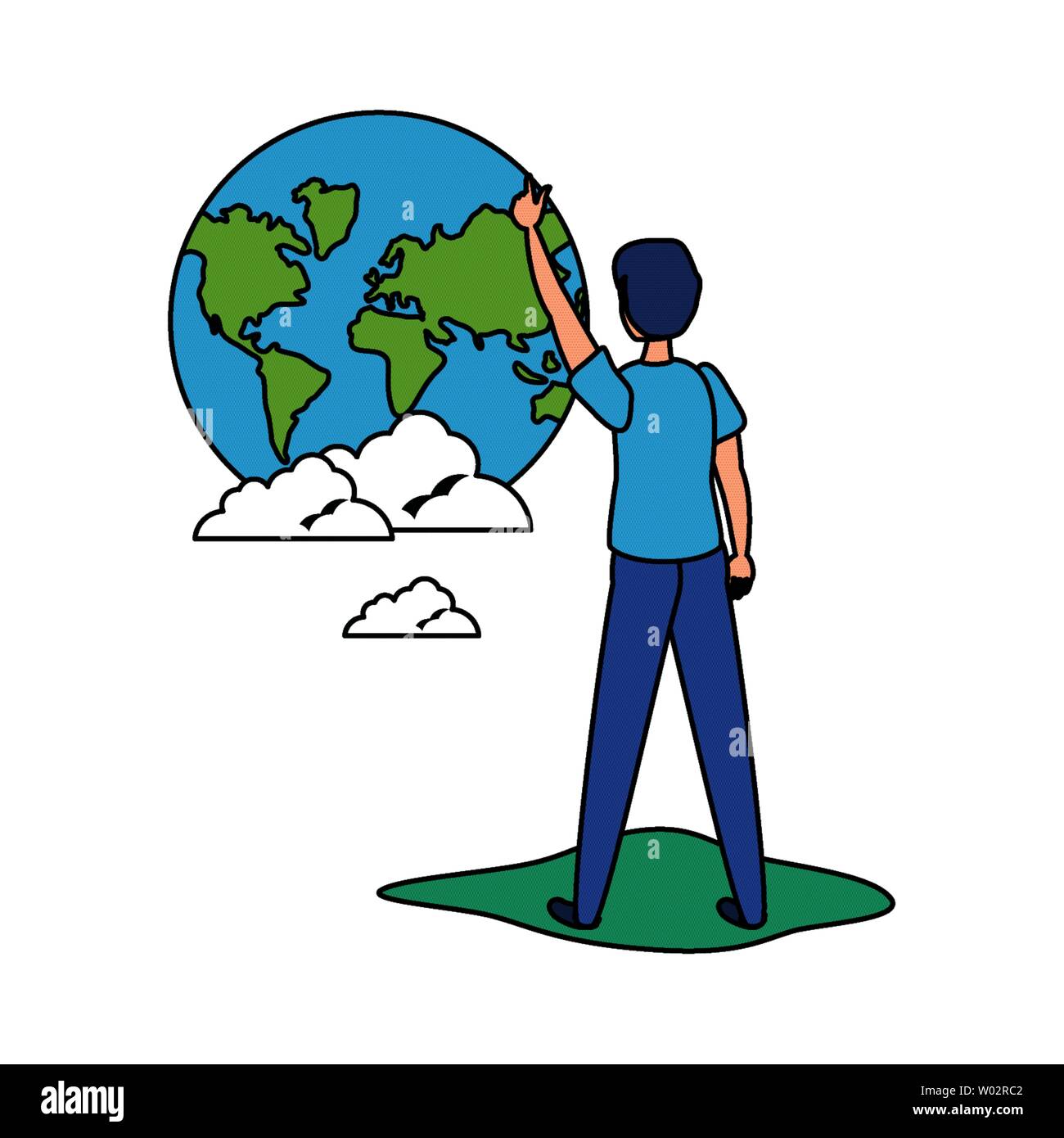 Avatar man with planet sphere design, Continent earth world globe ocean ...