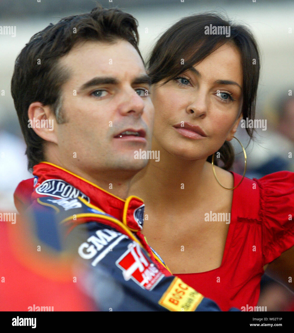 Nascar driver Jeff Gordon,left, and his fiance Ingrid Vandebosch stand ...