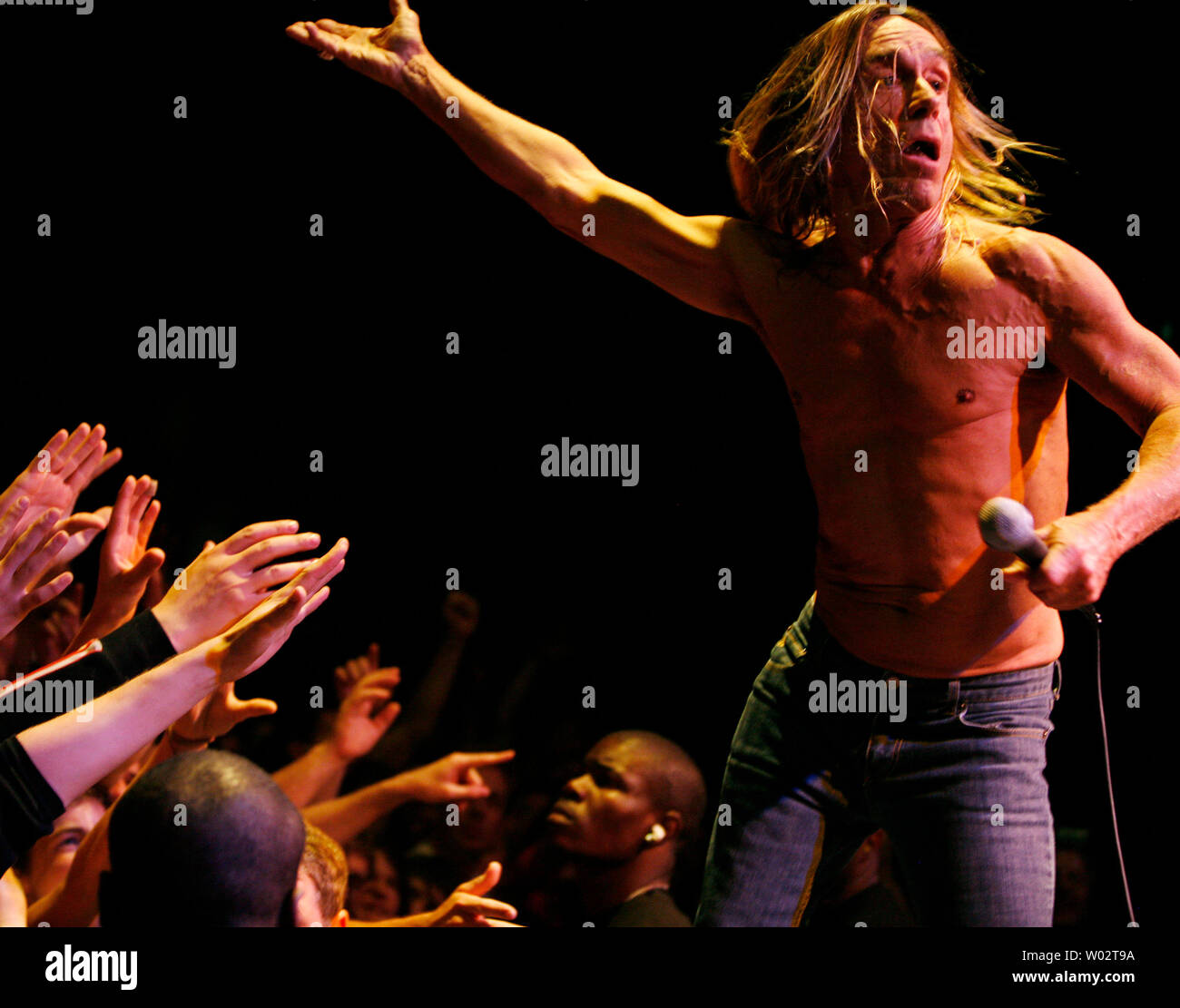 Singer Iggy Pop and his band The Stooges perform in concert at the ...