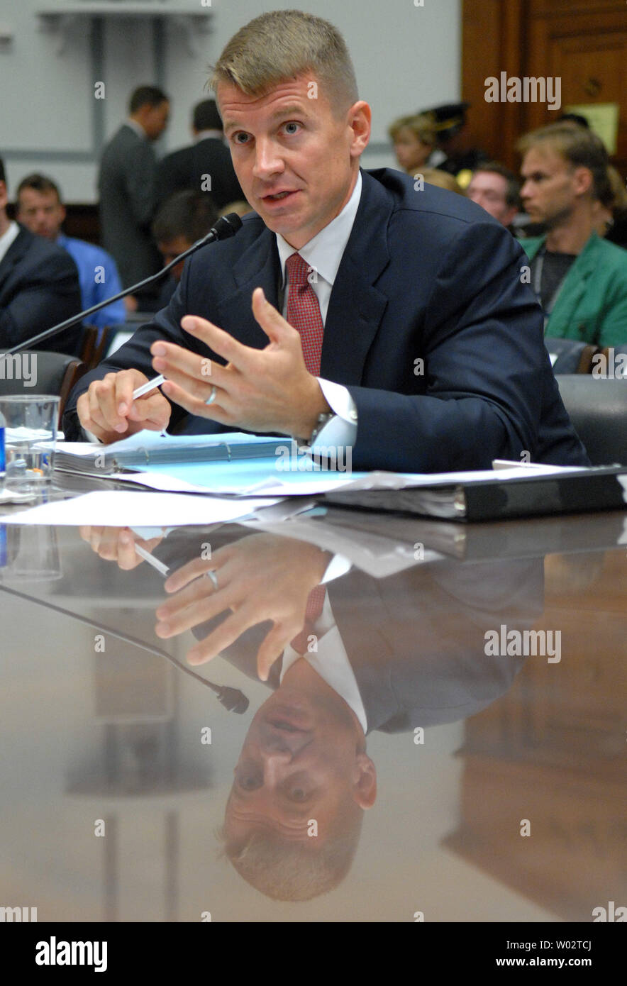 Chairman of Blackwater USA Erik Prince testifies before a House ...
