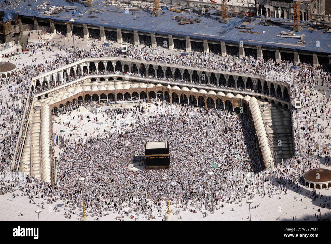 An aerial view shows hundred of thousands of Muslim pilgrims circling ...