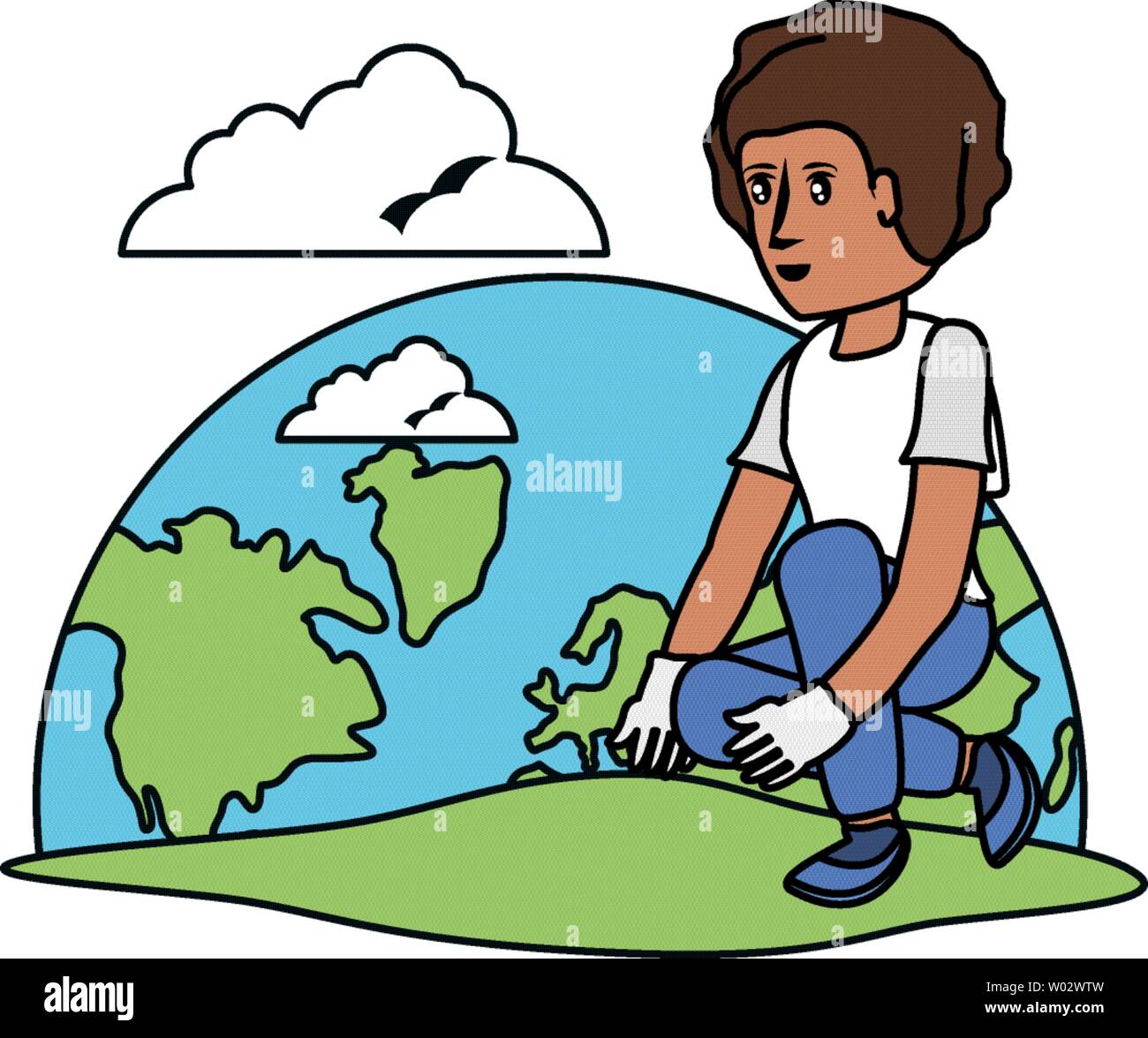 Avatar woman with planet sphere design, Continent earth world globe ...