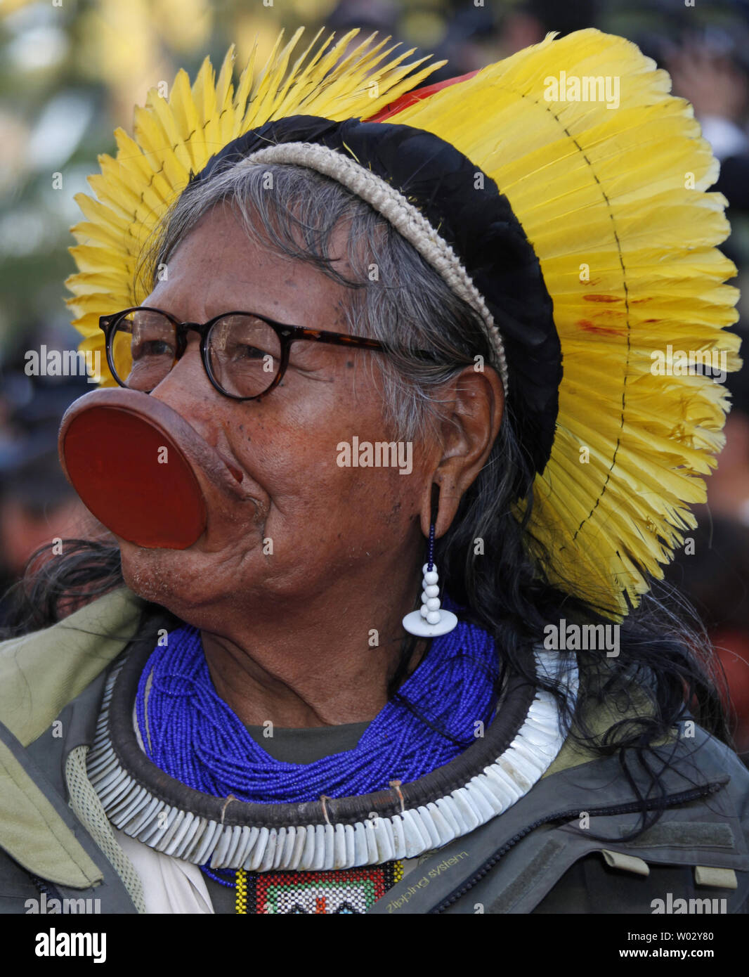 Raoni Metuktire arrives on the red carpet before the screening of the ...