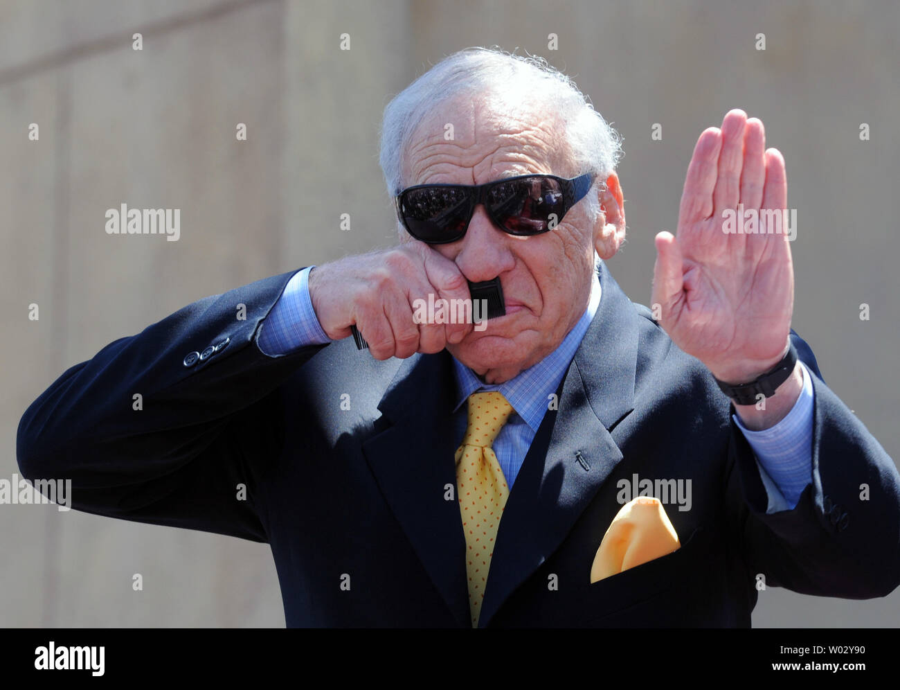 Mel Brooks does an impression of Adolf Hitler during an unveiling ...
