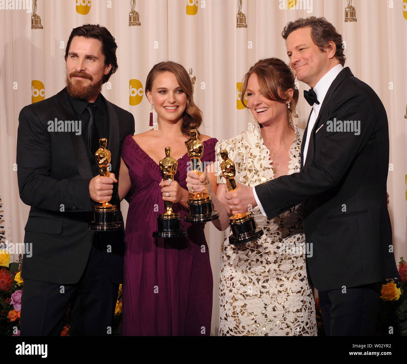 Left to right, Best Supporting Actor Christian Bale, Best Actress ...