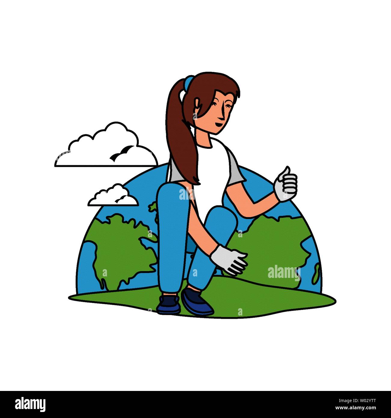 Avatar woman with planet sphere design, Continent earth world globe ...