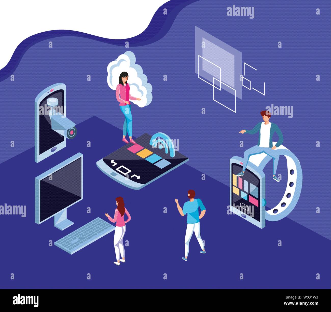Icon set design, Digital technology communication social media internet ...