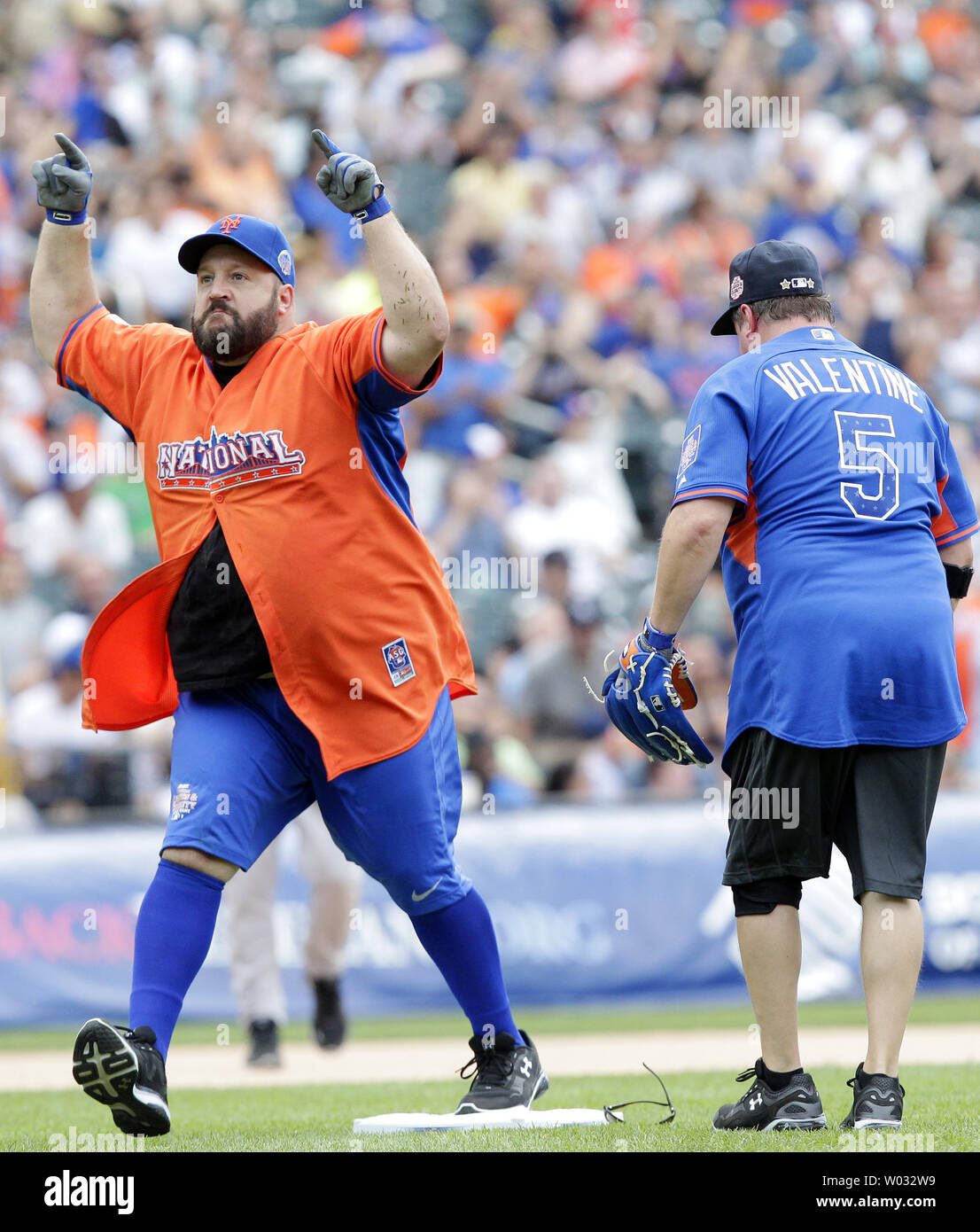 Kevin James reacts after sliding safely into second base at the All ...