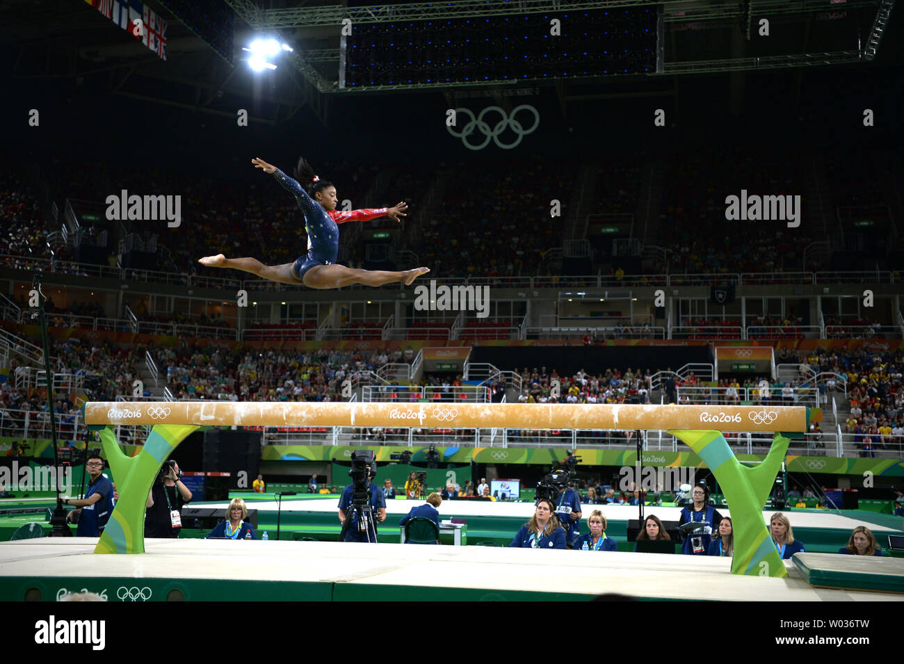 American gymnast Simone Biles competes in the balance beam ...
