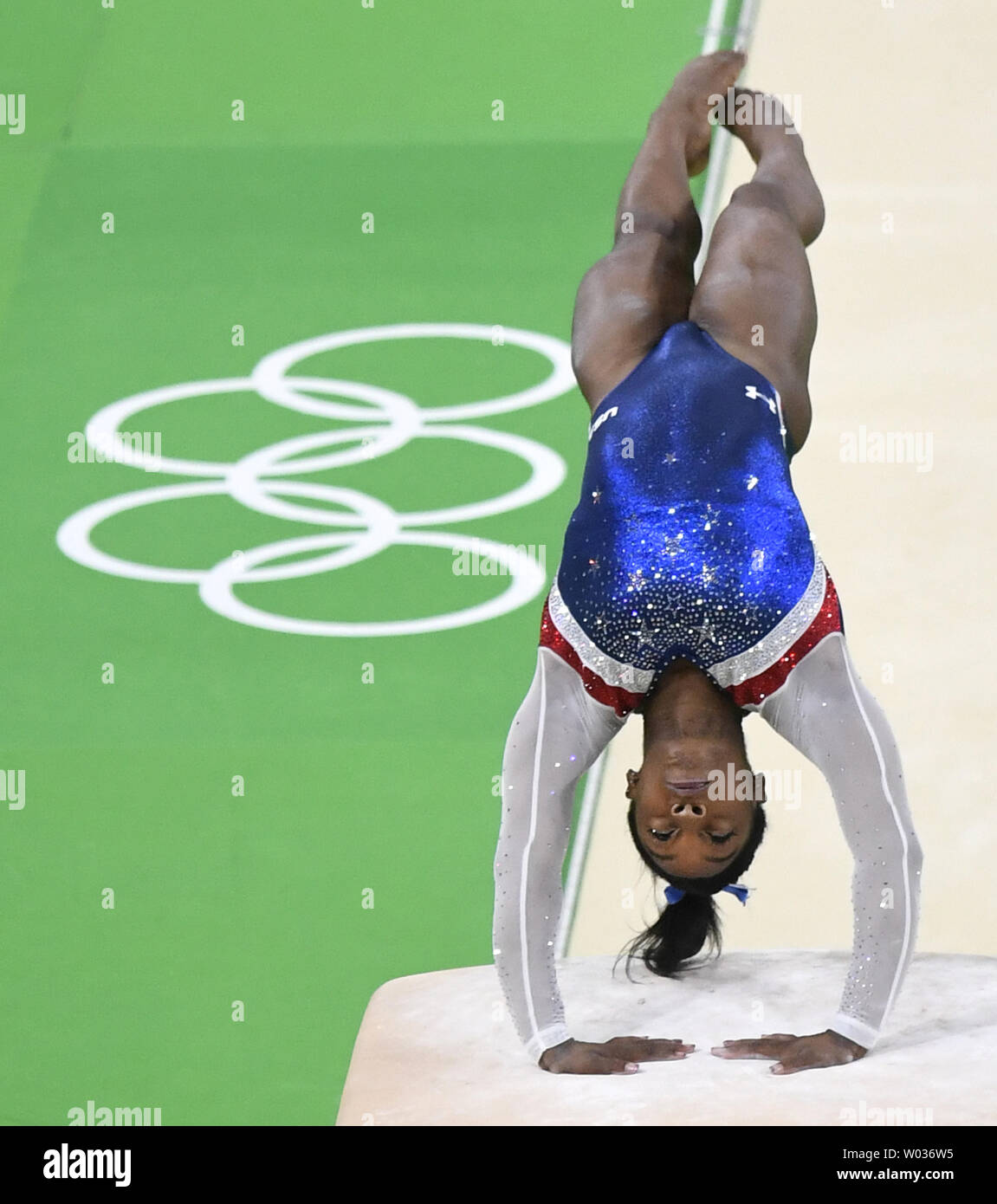Simone Biles of the United States competes on the vault in the Women's ...
