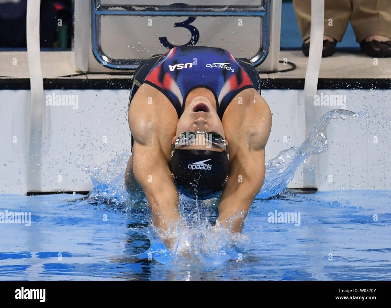 Women's 200M Backstroke winner Madeline Dirado (USA) enters the Olympic ...