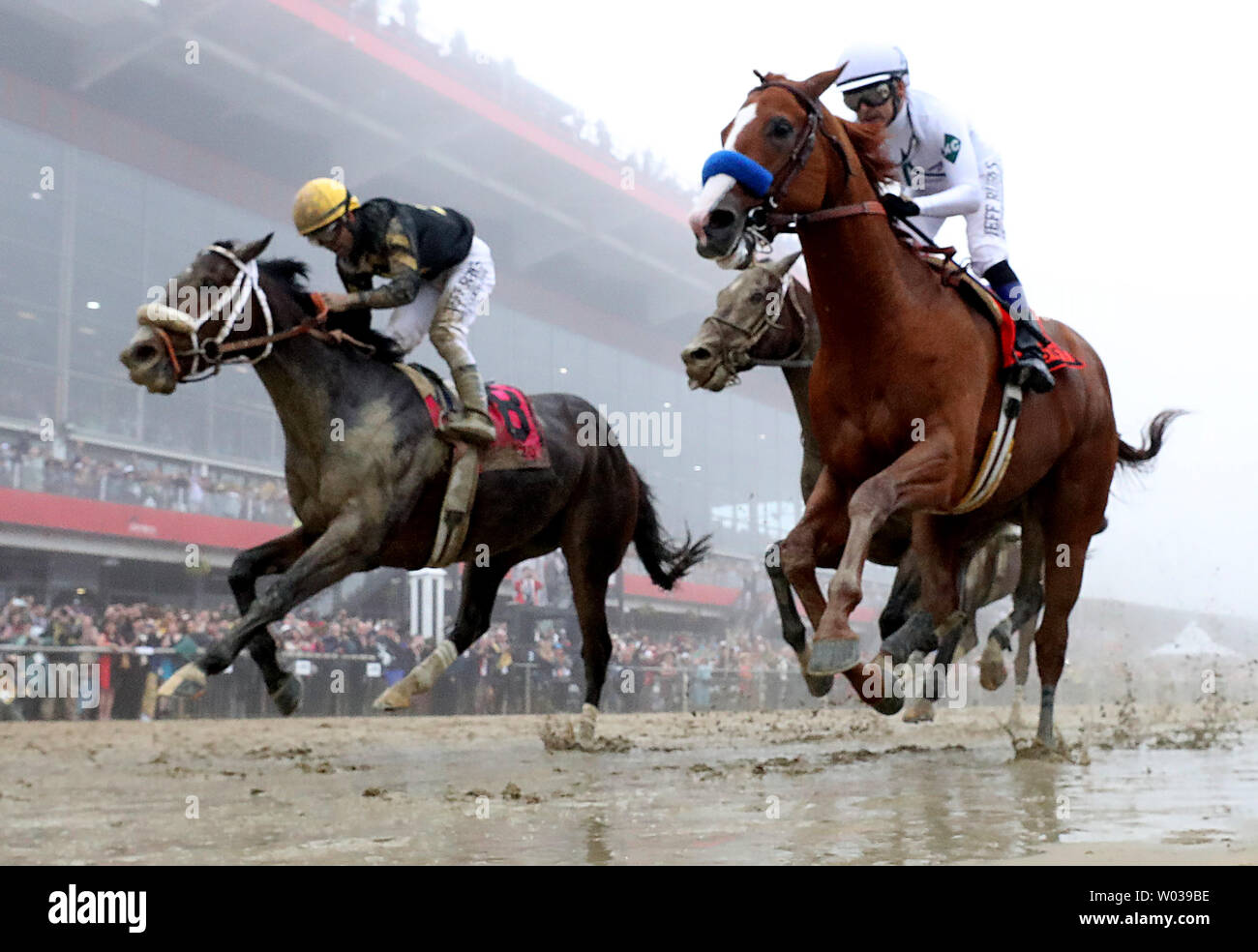 Justify, Mike Smith up, (right) wins the 143rd running of the Preakness ...