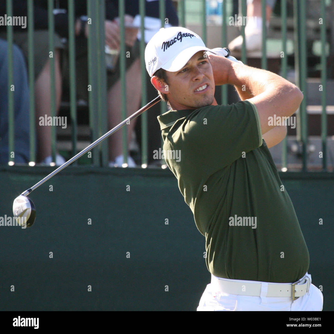 Aaron Baddeley of Scottsdale, Arizona tees off during the final round ...