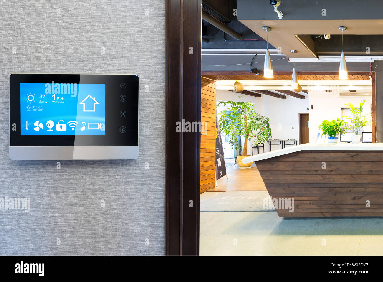 smart screen with smart home and modern gym Stock Photo - Alamy