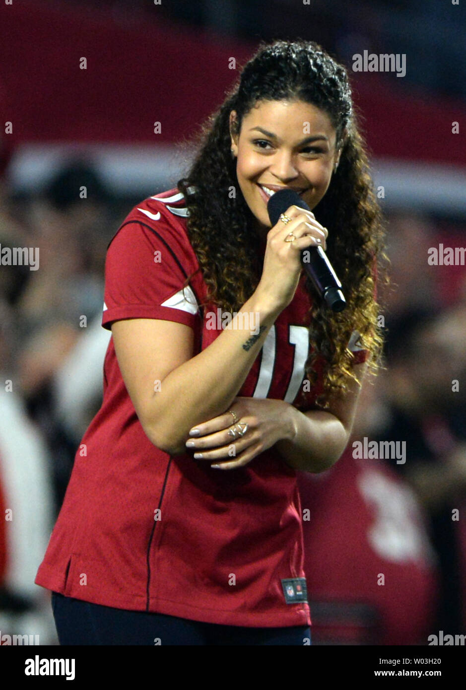 Jordan Sparks sings the National Anthem before the start of the Seattle ...
