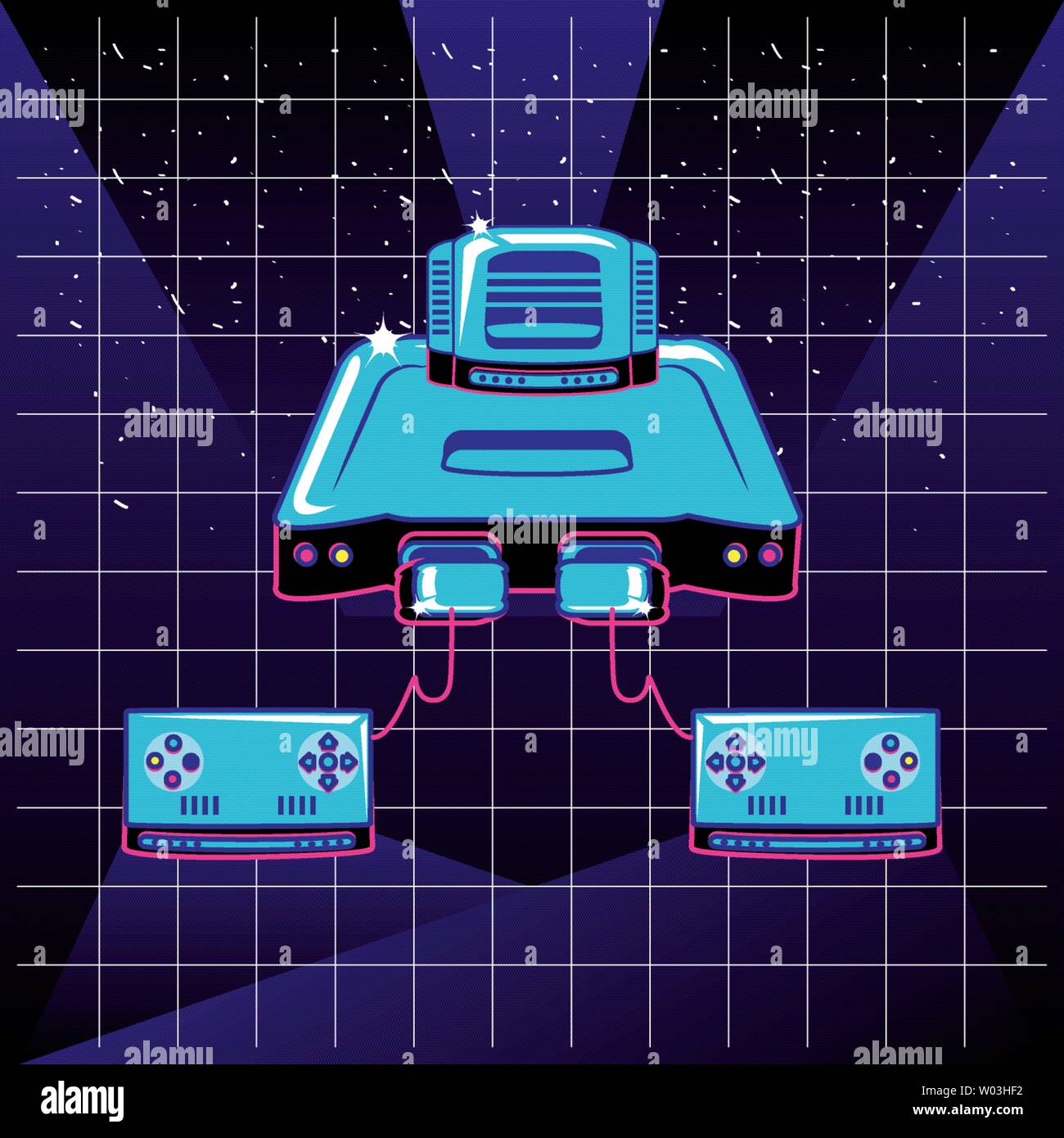video game console retro style with icons vector illustration design ...
