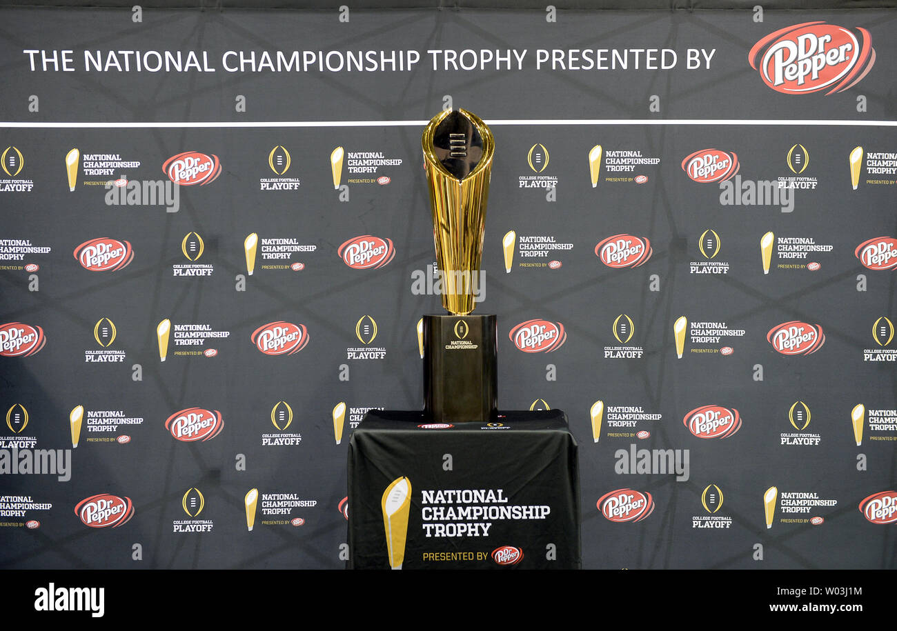 The College Football Playoff National Championship Trophy is on display ...