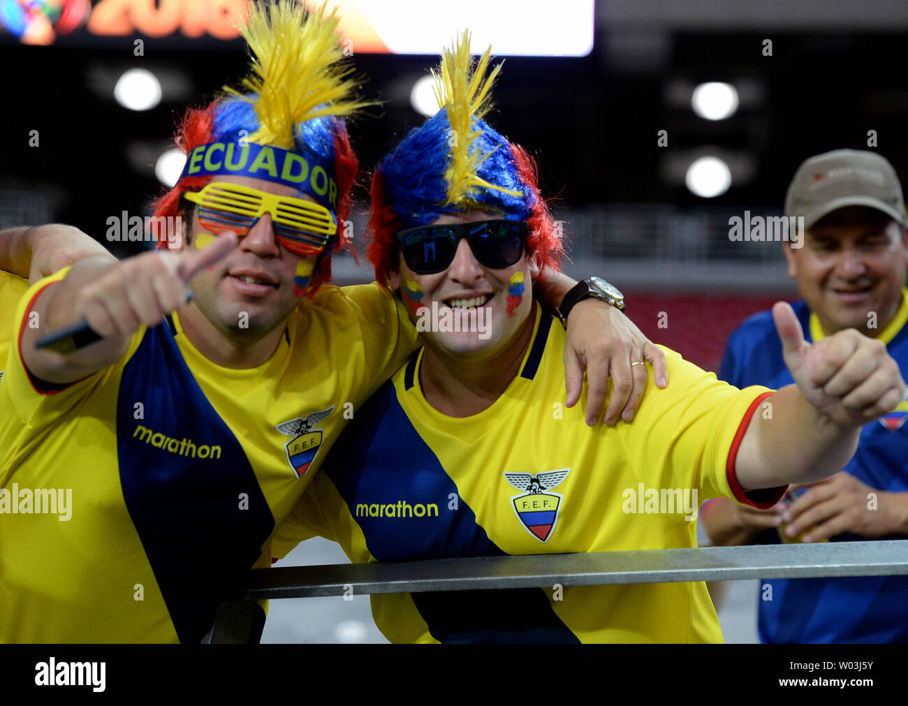 Ecuador fans show their enthusiasm before the start of the Ecuador-Peru ...