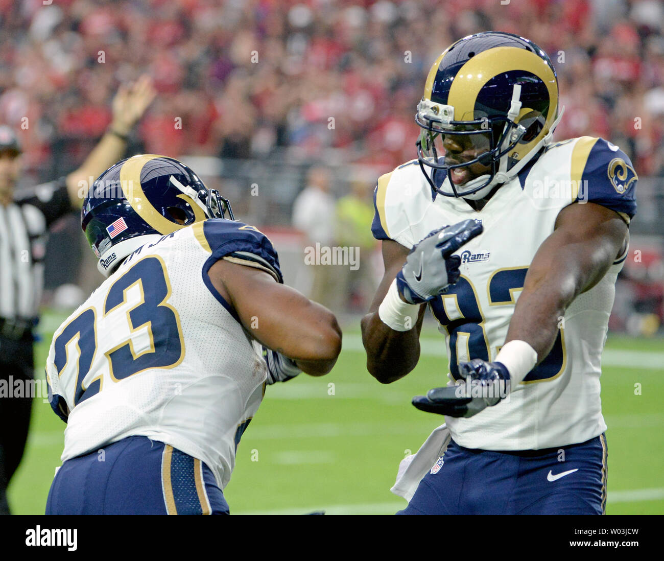 Los Angeles Rams' Brian Quick (R) celebrates his 65 yard touchdown with ...