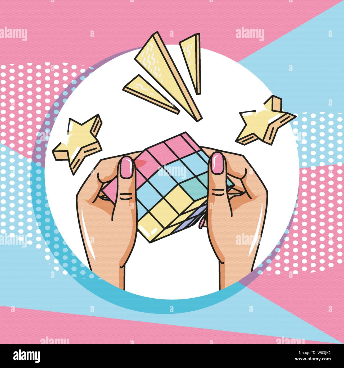 90s style rubik cube design, Vintage retro fashion culture funky and ...