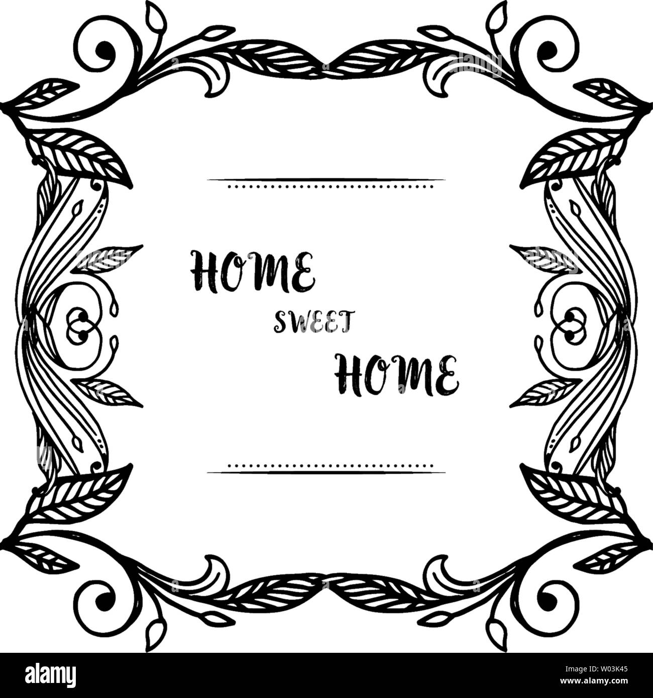 Vector illustration lettering home sweet home with beautiful wreath ...