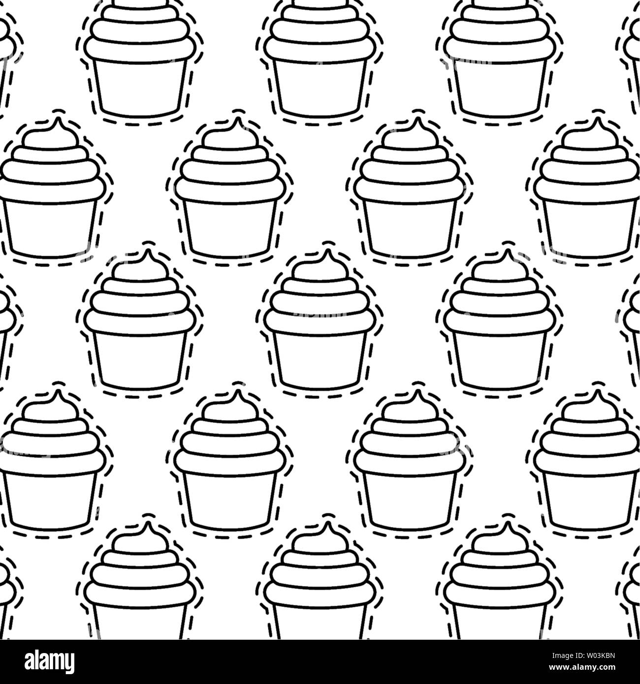 pattern of patches of sweet cupcakes vector illustration design Stock ...