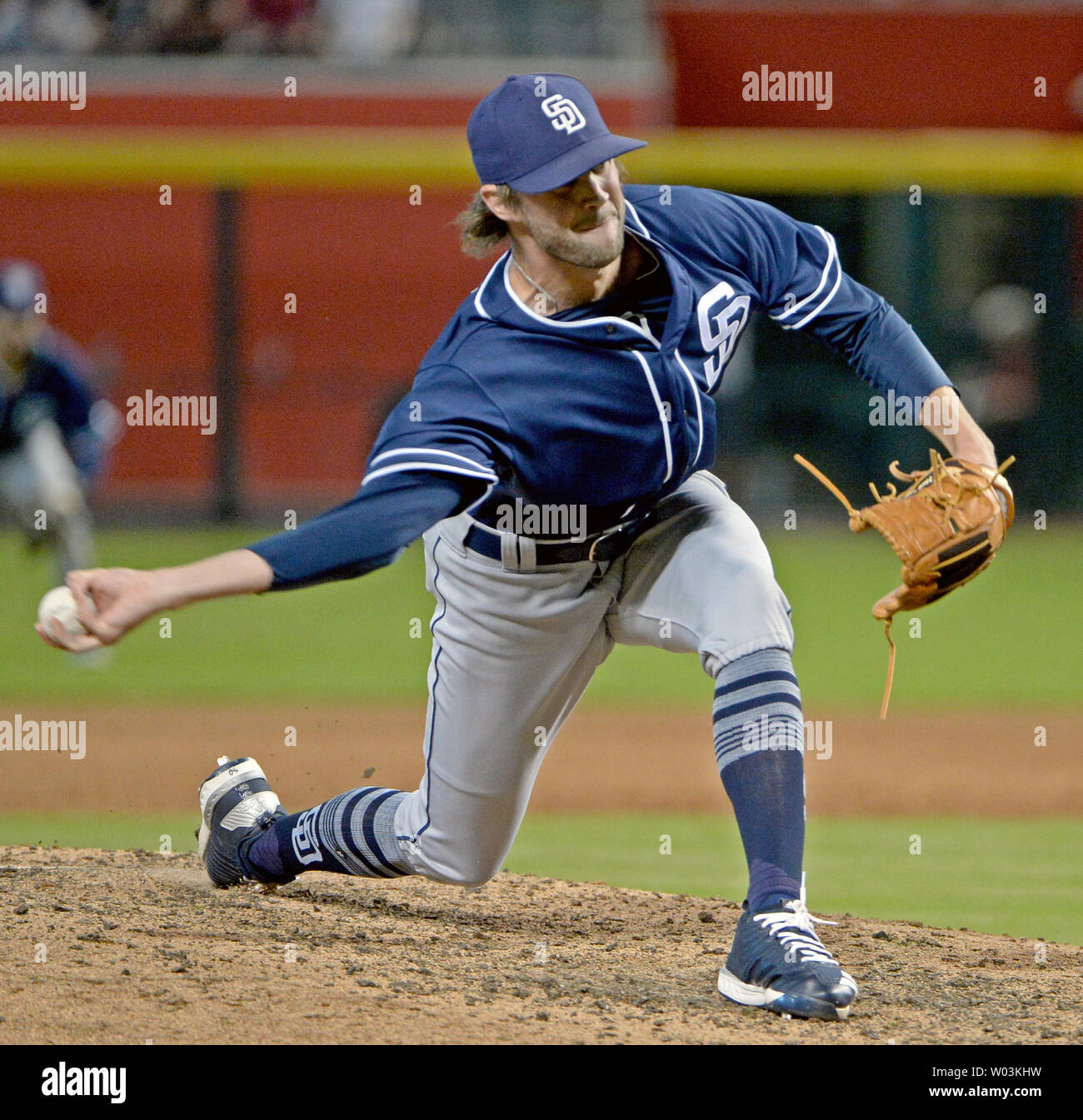 San Diego Padres pitcher Adam Cimber delivers a pitch in the sixth ...