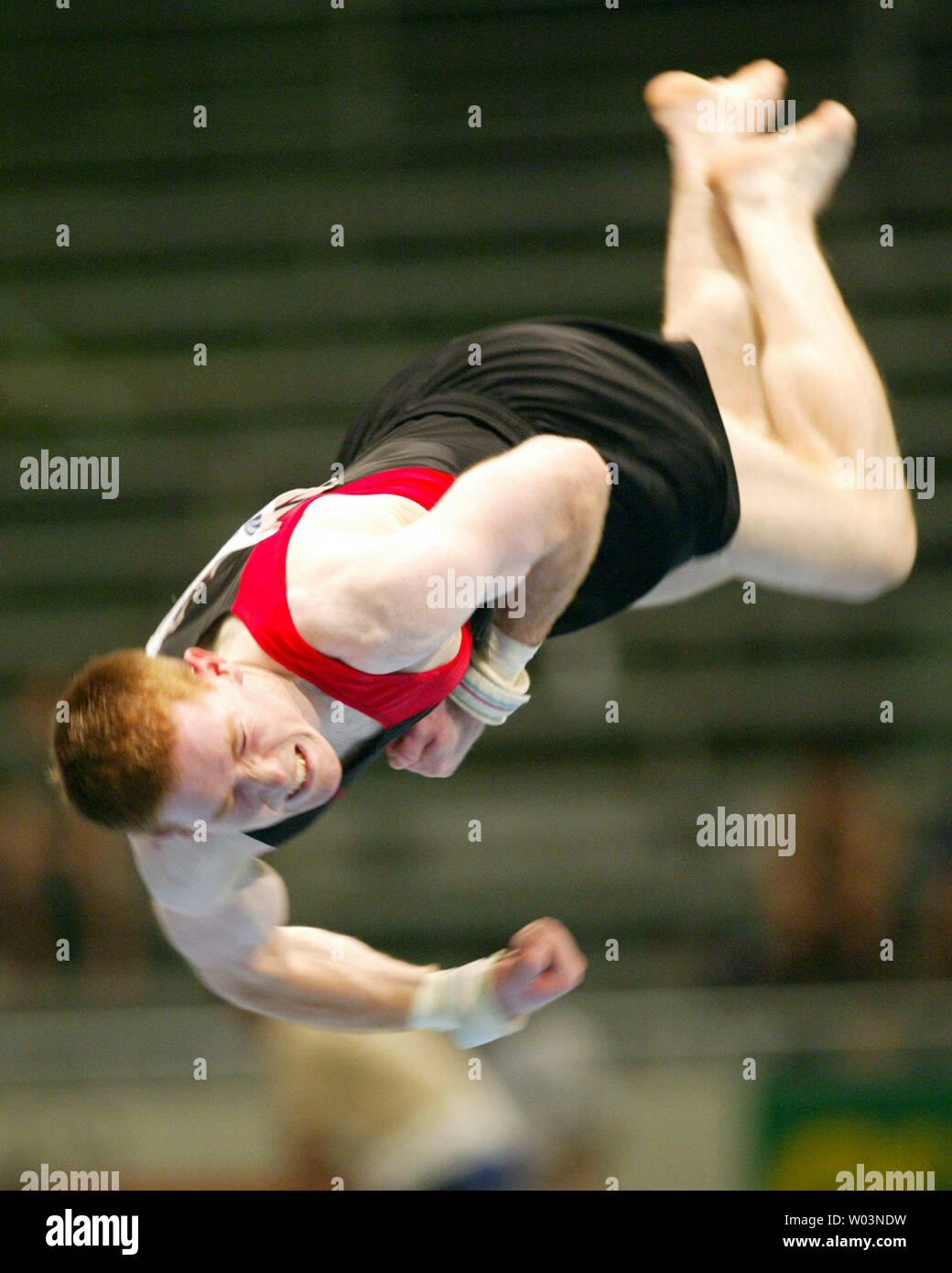Canadian gymnast Brandon O'Neill performs a double-twisting double back ...