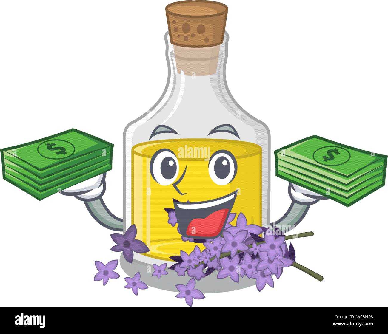 With money bag lavender oil in the character shape Stock Vector Image ...