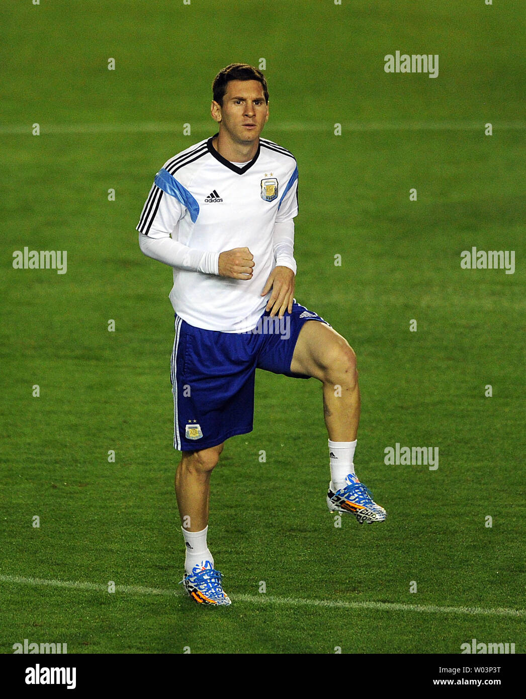 Lionel Messi warms up during the Argentina training session at the ...