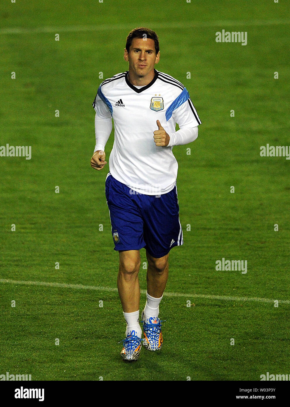 Lionel Messi warms up during the Argentina training session at the ...