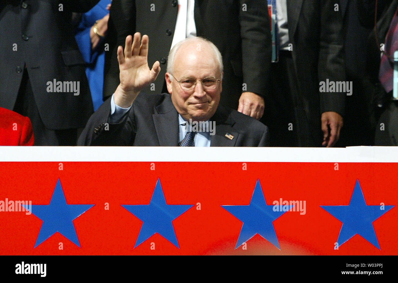 Vice President Dick Cheney waves after being introduced at the opening ...