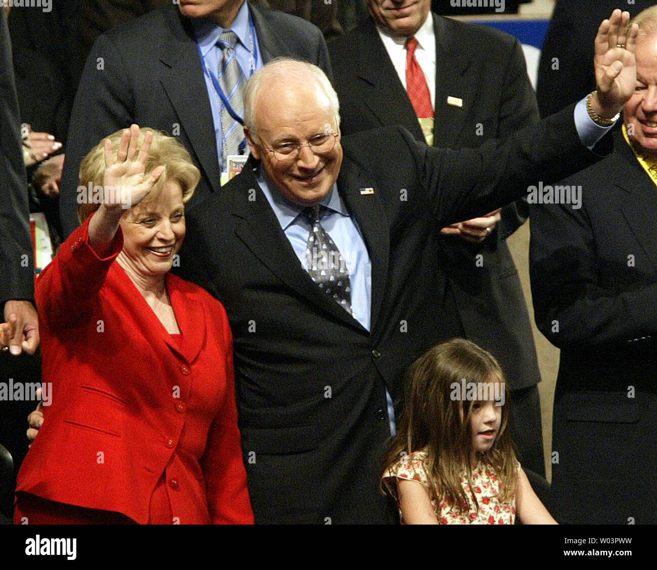 Vice President Dick Cheney and wife Lynne wave to the crowds after ...