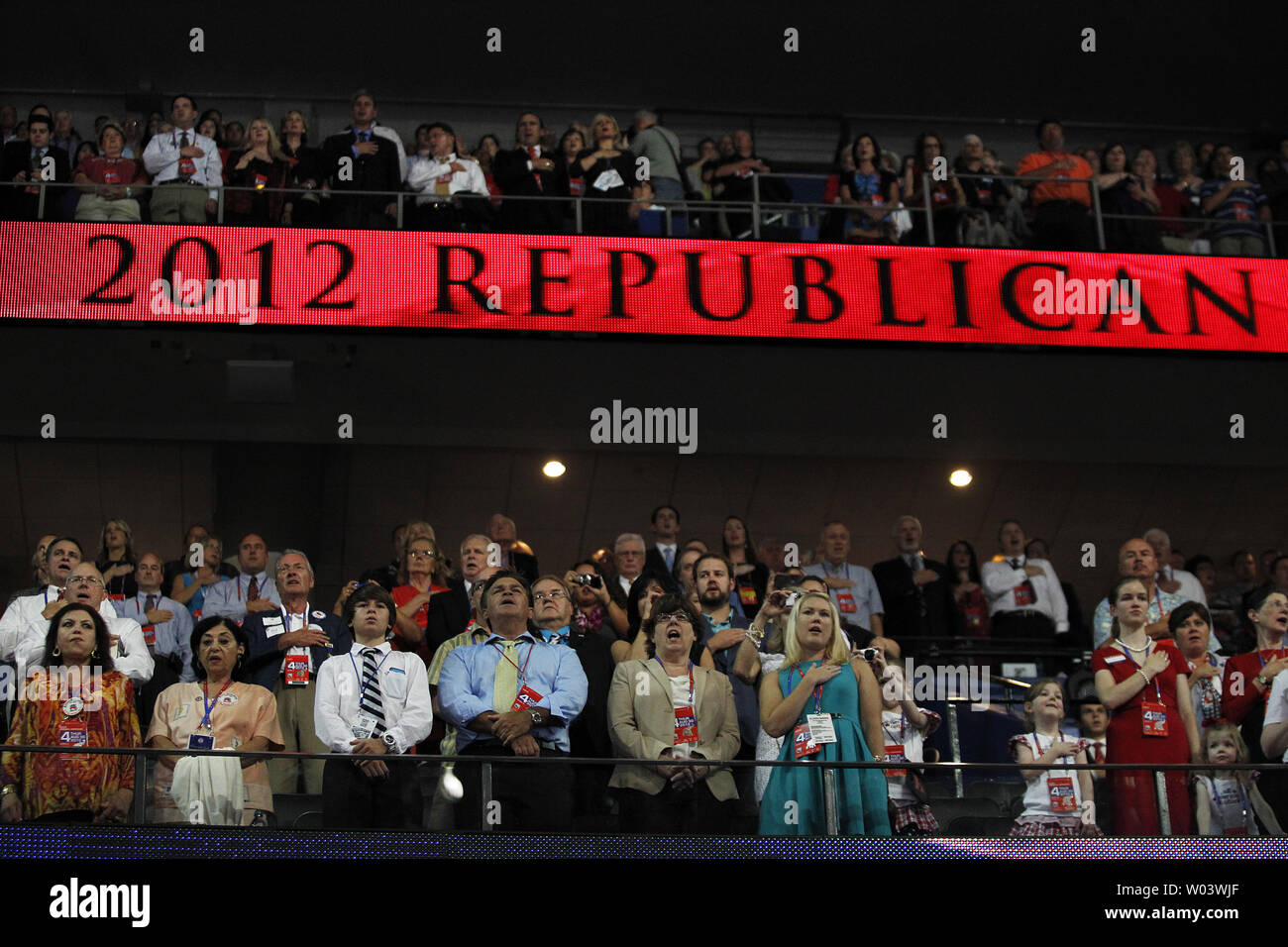 Guests stand national anthem hi-res stock photography and images - Alamy