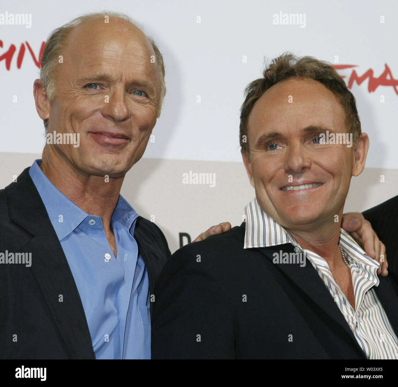 Actor Ed Harris (L) and screenwriter Robert Knott arrive at a photocall ...