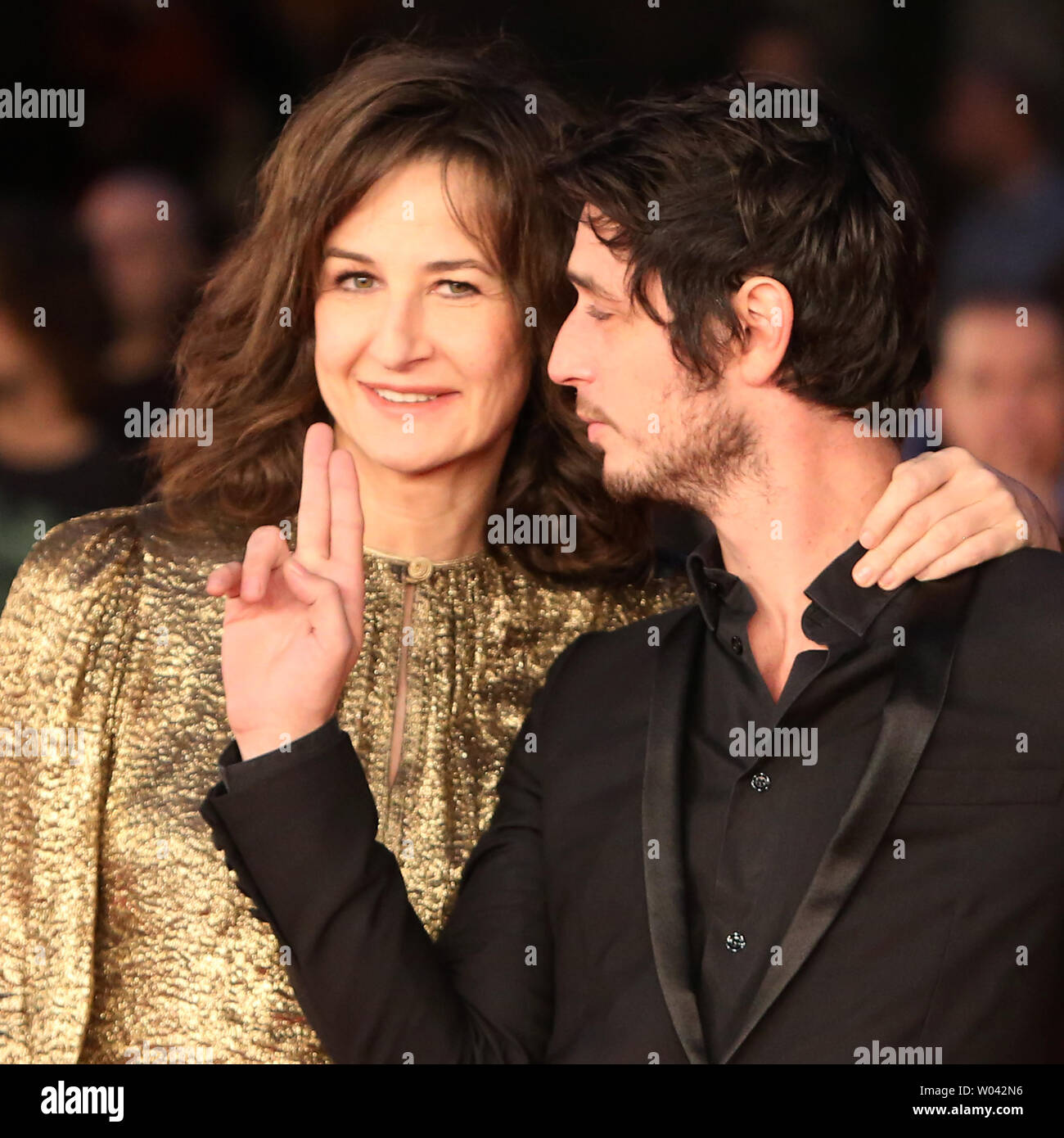 Valerie Lemercier and Geremie Elkaim arrive on the red carpet for the ...