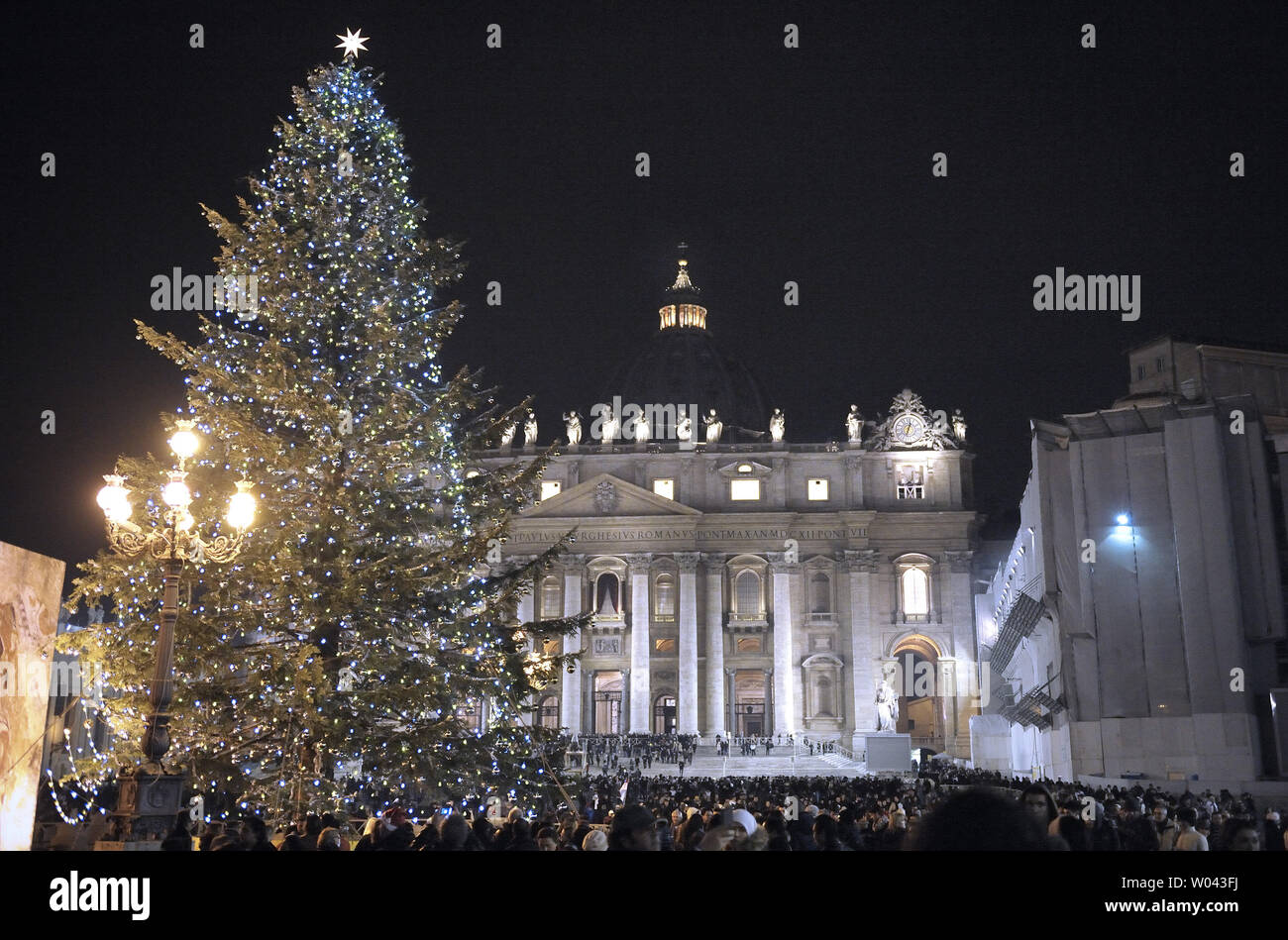 The Christmas Tree is shown on St Peter's square during the lighting ...
