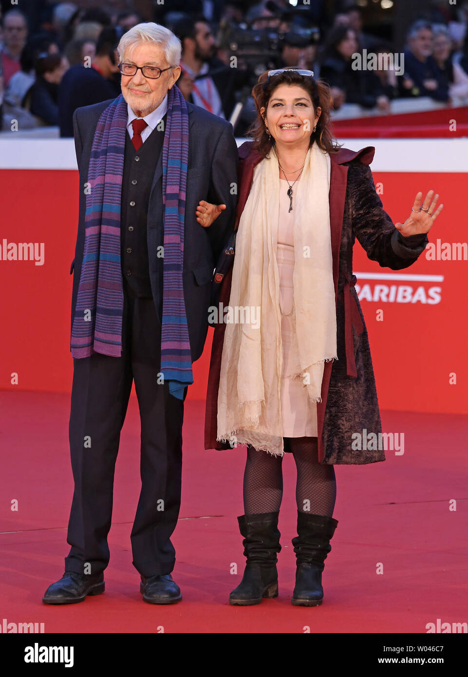 Ettore Scola (L) and Silvia Scola arrive on the red carpet before the ...