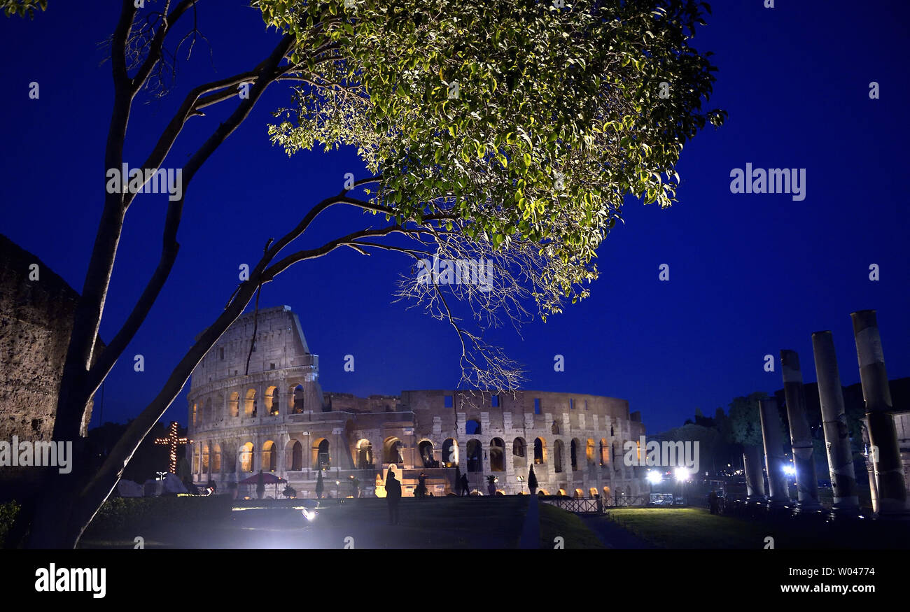 Pope Francis attends the Via Crucis (Way of the Cross) torchlight ...