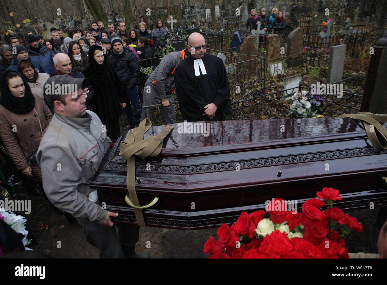 The casket containing the remains of Timur Miller, a resident of ...