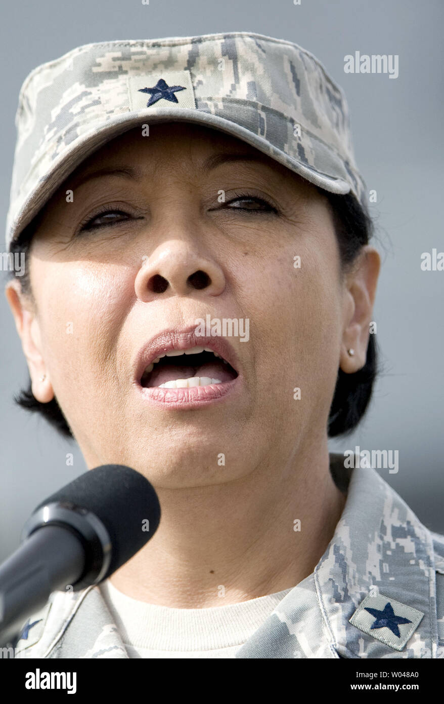 Brigadier General Mary J. Kight speaks after she was sworn in as the ...